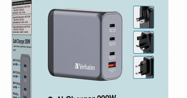 Verbatim 200W 4-Port GaN Wall Charger